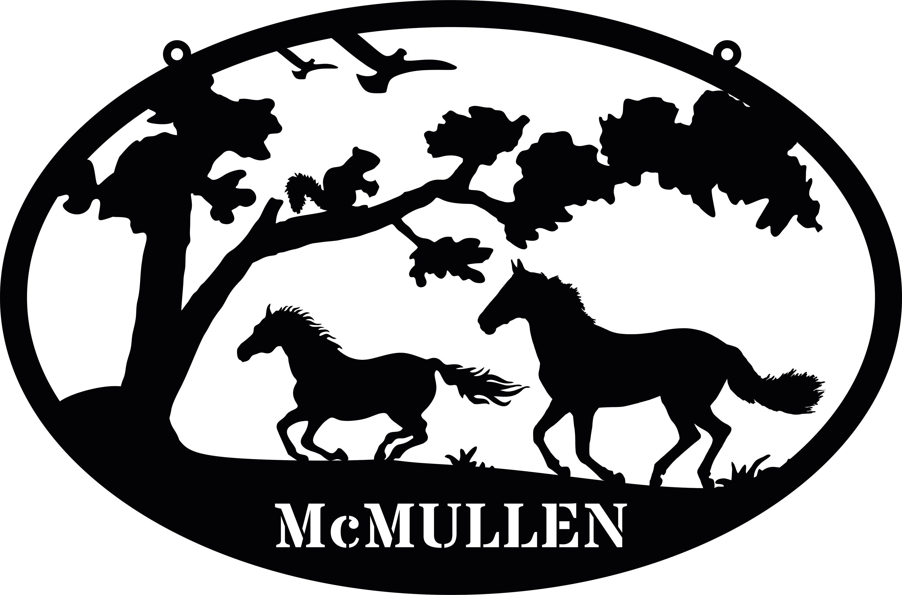 Oval Metal Sign Two Horses Running Free Personalized Metal - Etsy