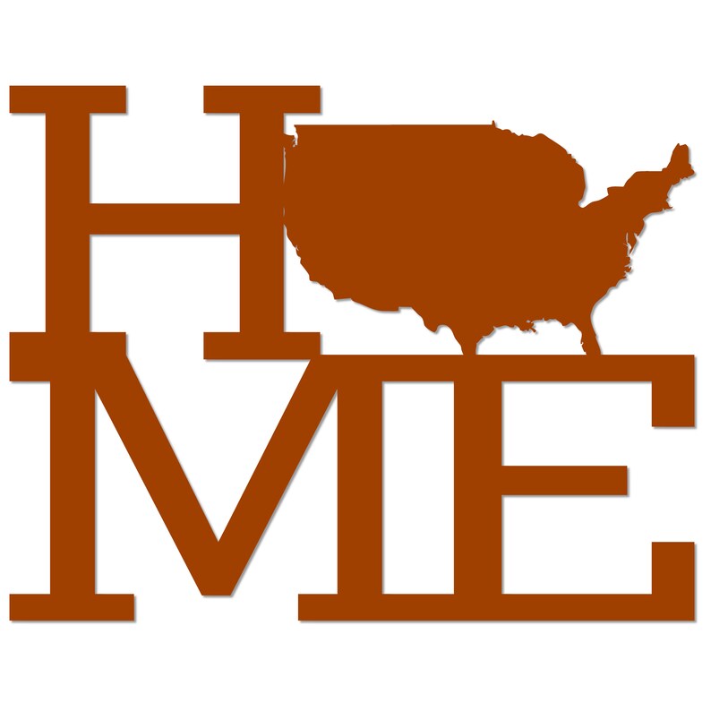 Home Word Metal Sign USA Map Home Sign Silhouette of - Etsy