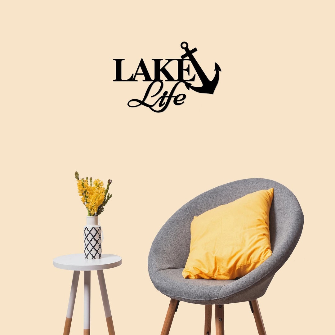 Lake Life Metal Sign With Anchor Lake House Sign Indoor Outdoor Home ...