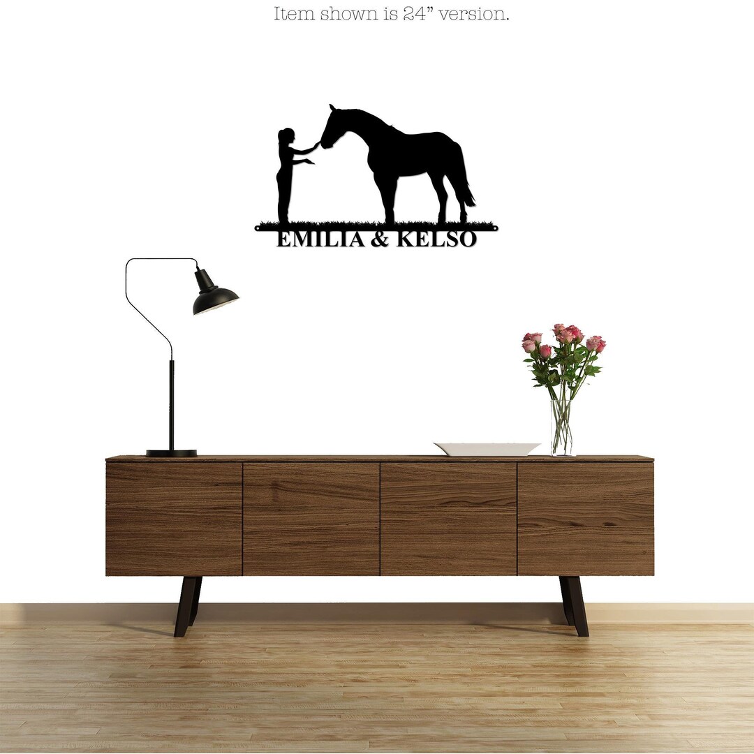 Personalized Horse and Rider Metal Sign Custom Stall Sign of Horse and ...
