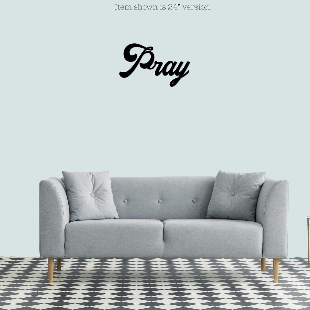 Pray Cursive Metal Wall Sign Christian Wall Art Spiritual Wall Decor ...