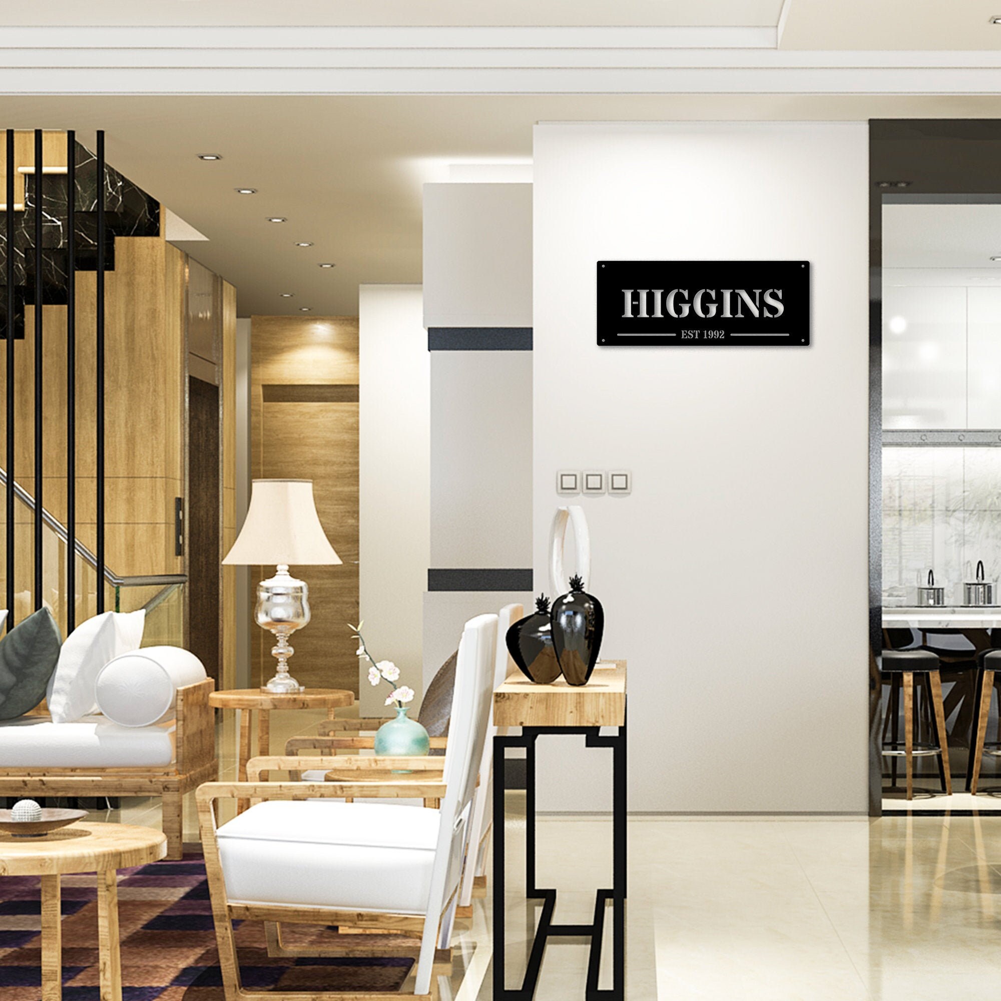 Rectangular Personalized Wall Sign with Family Name & Est. | Etsy