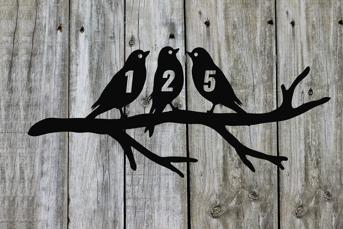 Birds on Branch Metal Sign / Custom House Number Sign / - Etsy