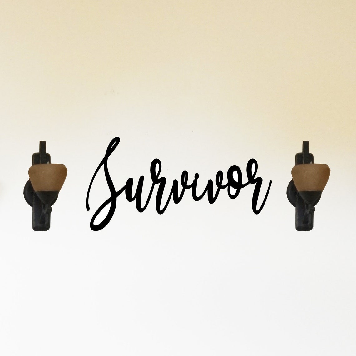 Survivor Script Metal Word Sign 13 Colors Cursive Home | Etsy