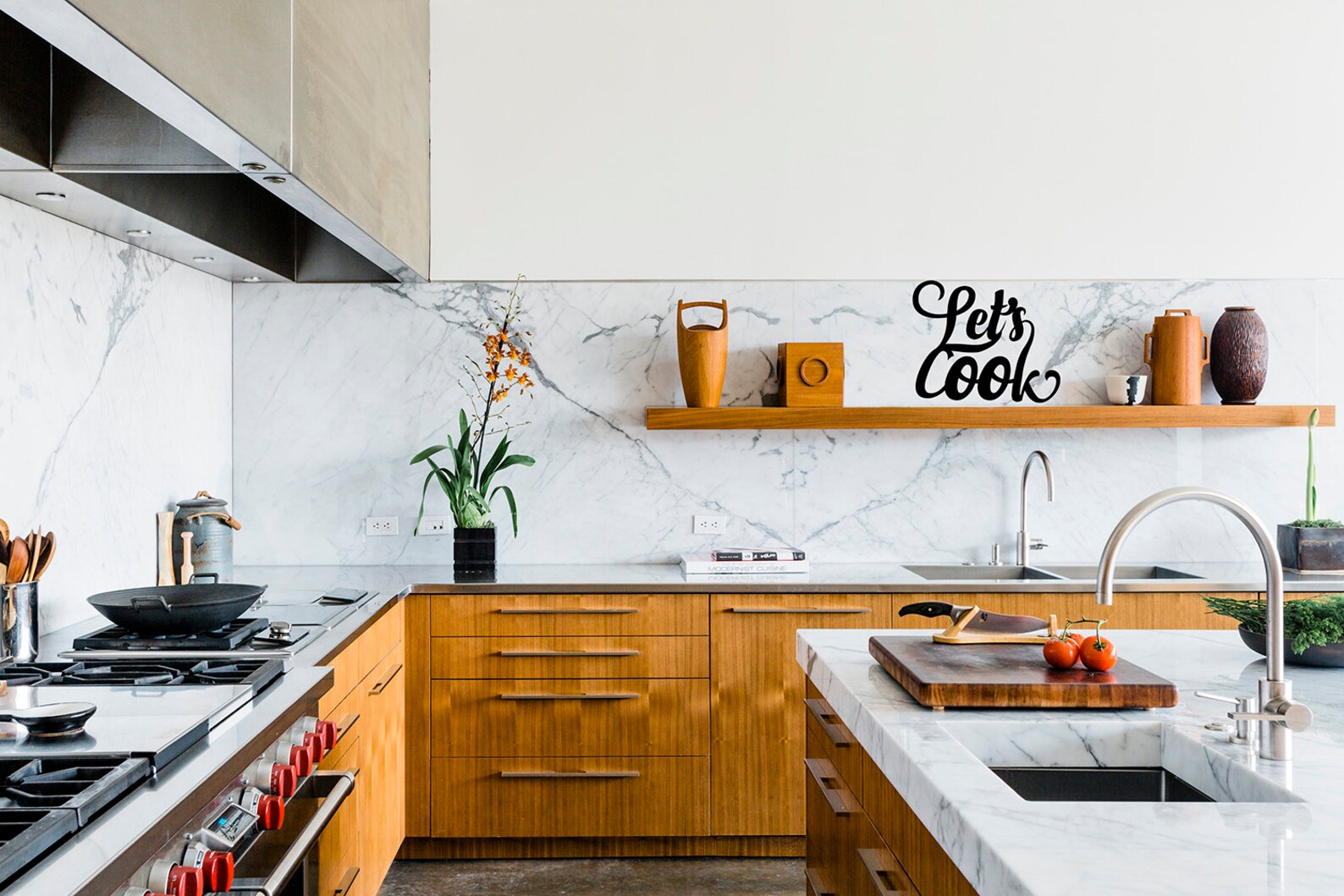 Lets Cook Cursive Word Art Beautiful Solid Steel Home Decor - Etsy