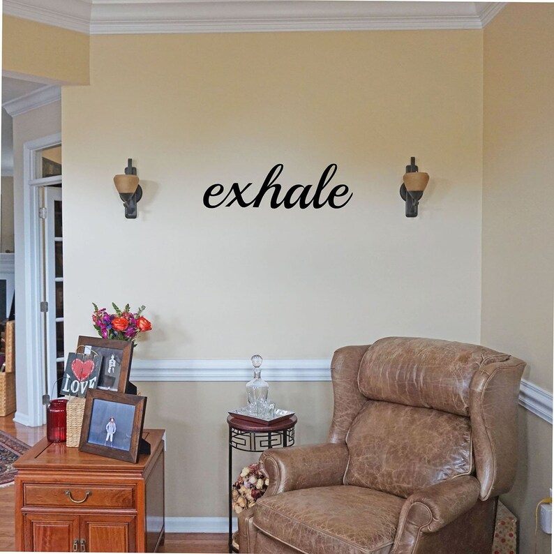 Exhale Script Metal Word Sign Rustic Metal Sign Cursive - Etsy
