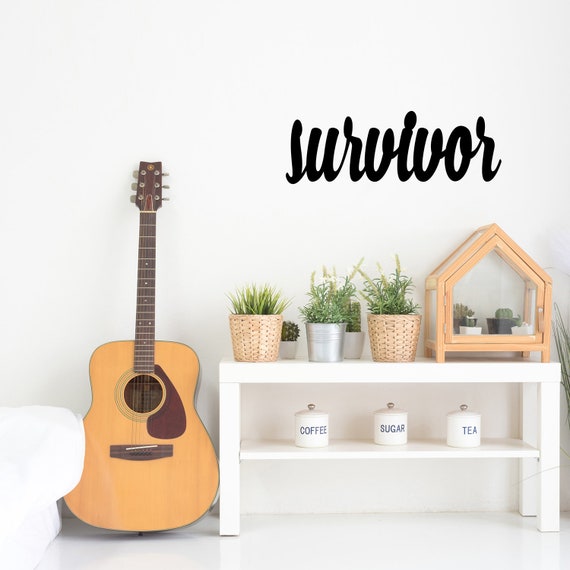 Survivor Metal Word Sign 13 Colors Cursive Home Decor Sign | Etsy