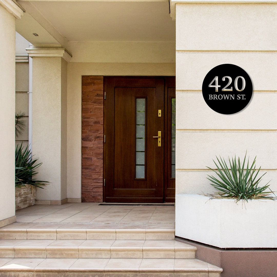 Personalized Round Address Plaque 13 Colors Customized House Number and ...