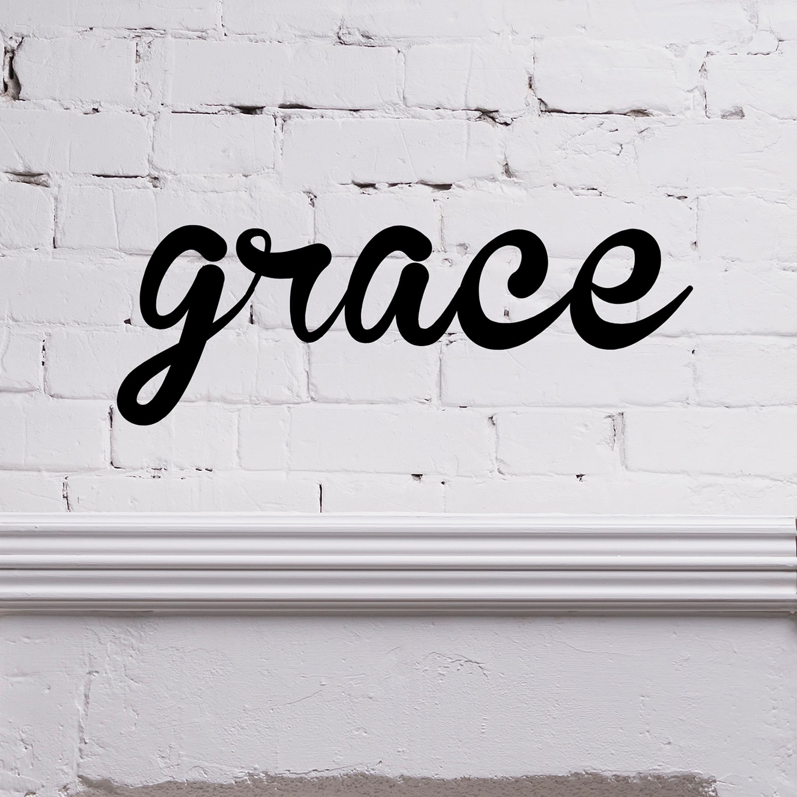 Grace Script Metal Word Sign Rustic Metal Sign Cursive | Etsy