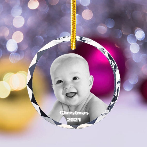 Personalized Christmas Ornament Engraved Crystal Photo Gift - Etsy
