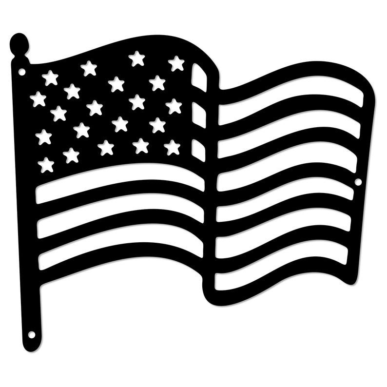 Waving American Flag Sign Patriotic Wall Decor Idea Laser - Etsy