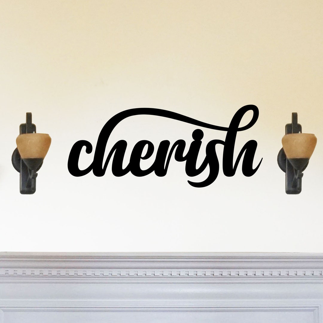 Cherish Script Metal Word Sign Rustic Metal Sign Cursive Farmhouse ...