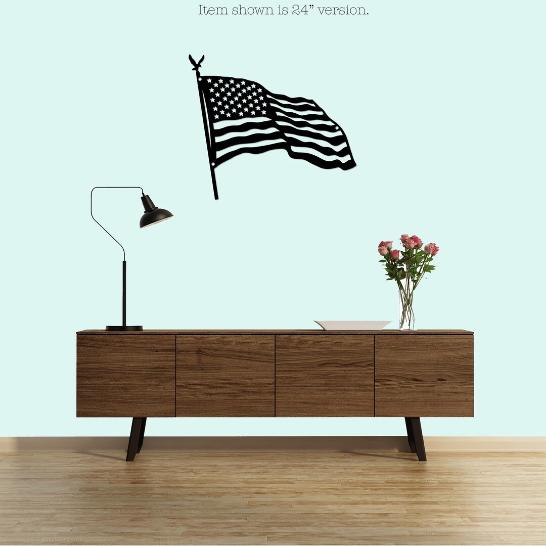 Waving American Flag Metal Wall Sign Patriotic Metal Wall Art Made in ...