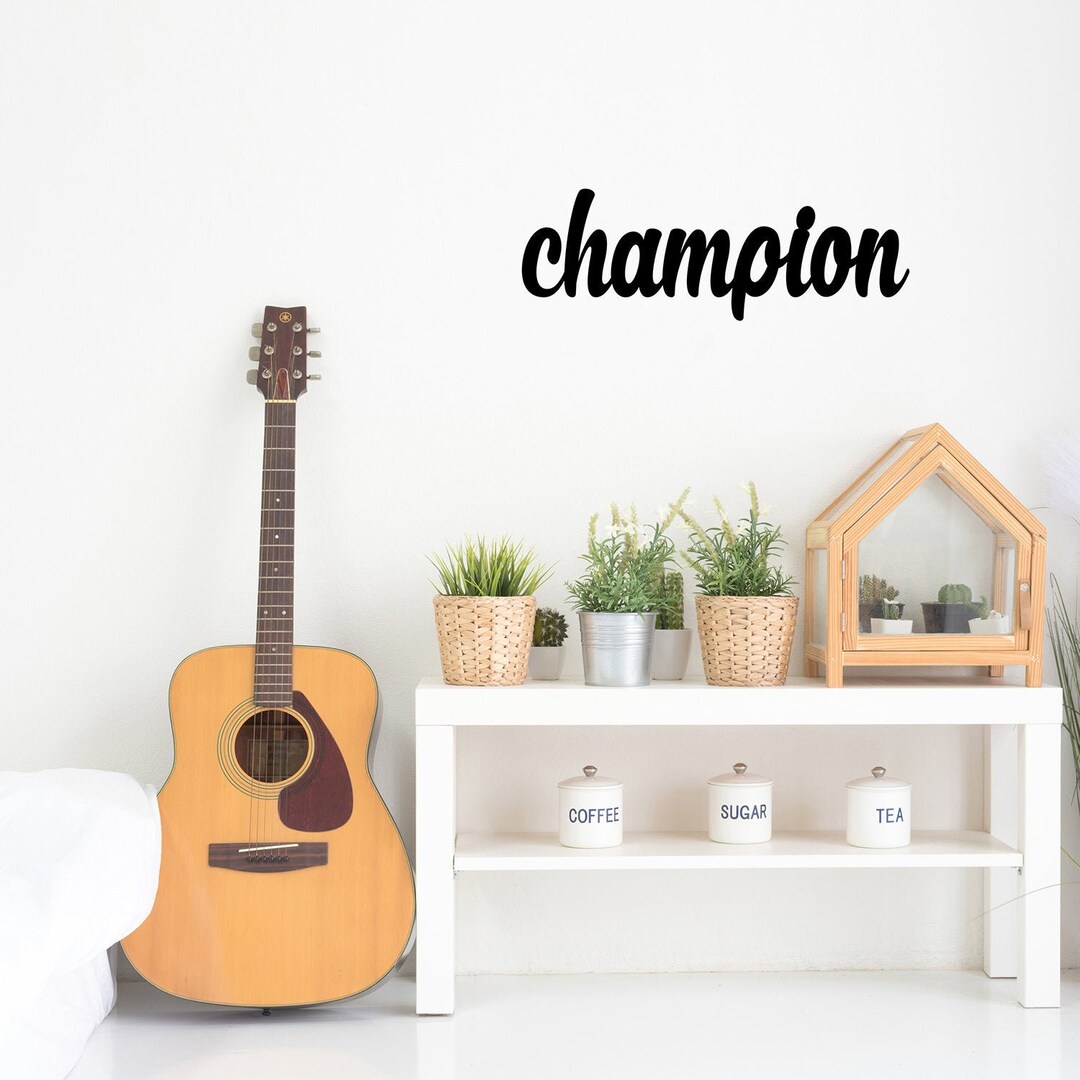 Champion Metal Word Sign Cursive Home Decor Sign Inspiring - Etsy UK
