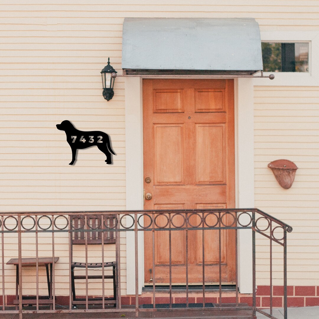 Personalized Dog Metal House Number Sign Custom Address Plaque 3 Sizes ...