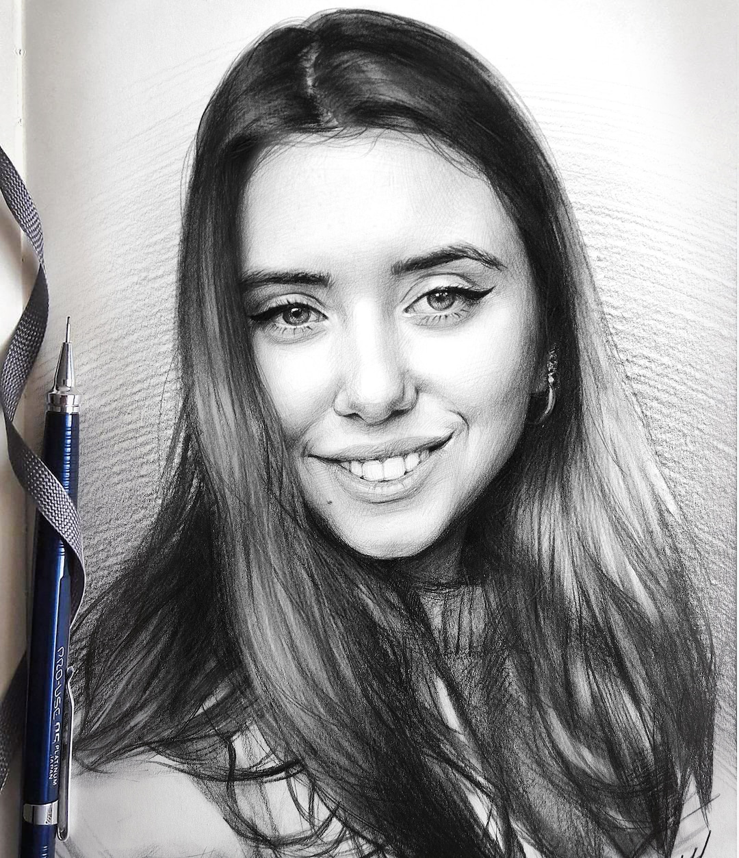 Girl Graphite Pencil Portrait Customized Portrait Drawing - Etsy