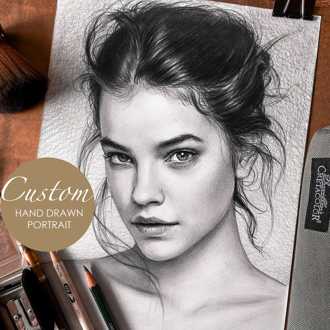 Graphite Pencils Original Hand Drawn Custom Portrait High Quality Soulmate Drawing From Photo