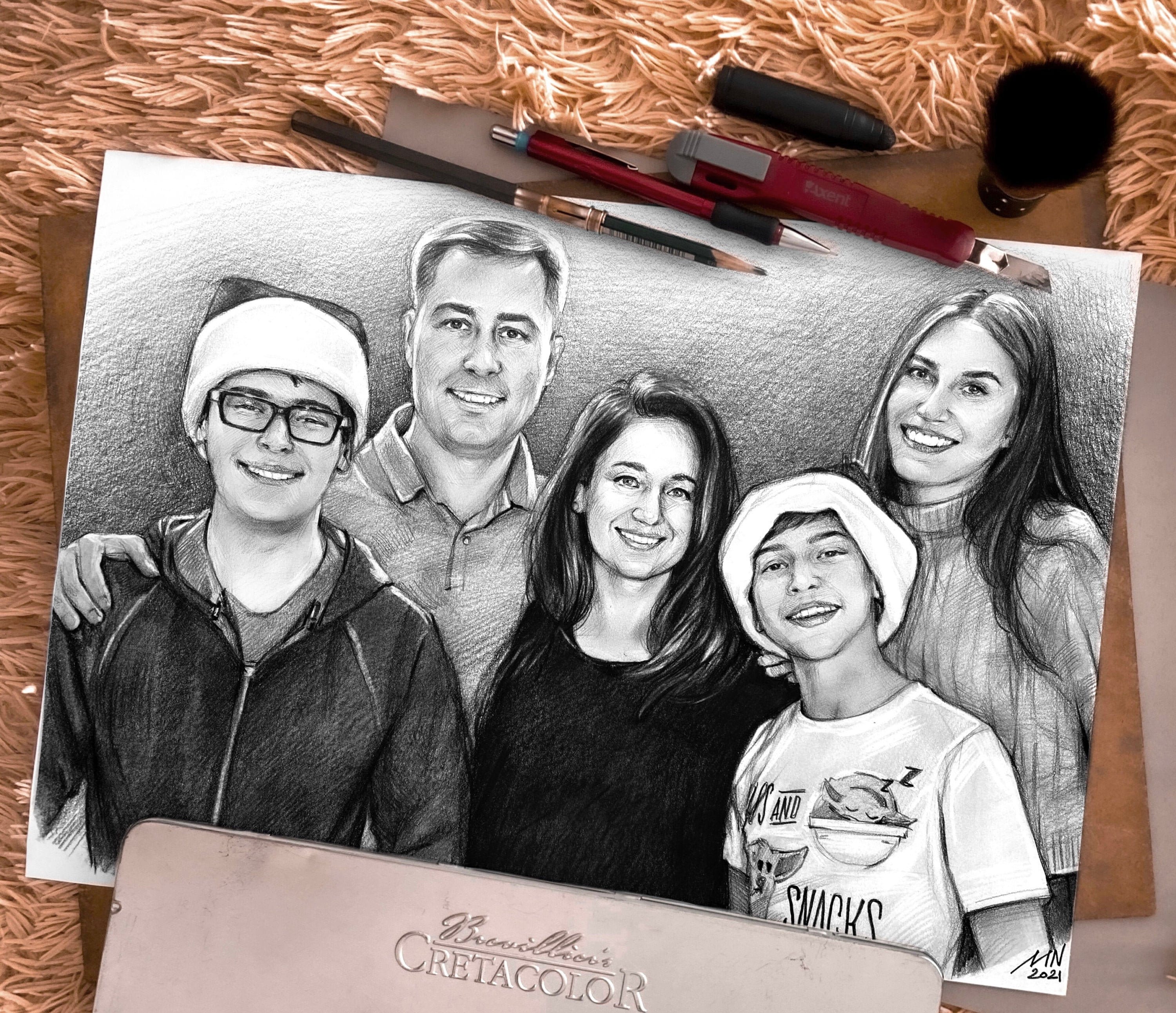 Anniversary Gift Custom Family Portrait Birthday Gift for - Etsy