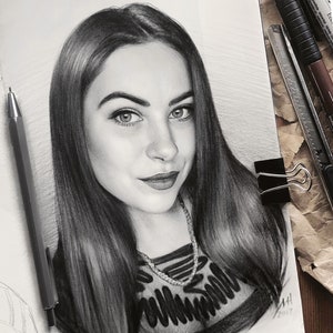 Girl Graphite Pencil Portrait Customized Portrait Drawing - Etsy