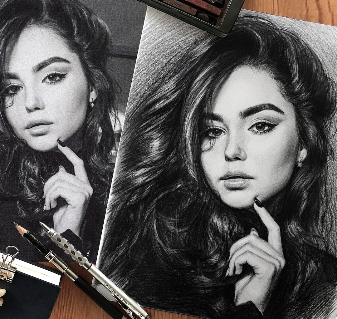 Custom Graphite Pencil Portrait From Photo: Personalized Art Gift - Etsy