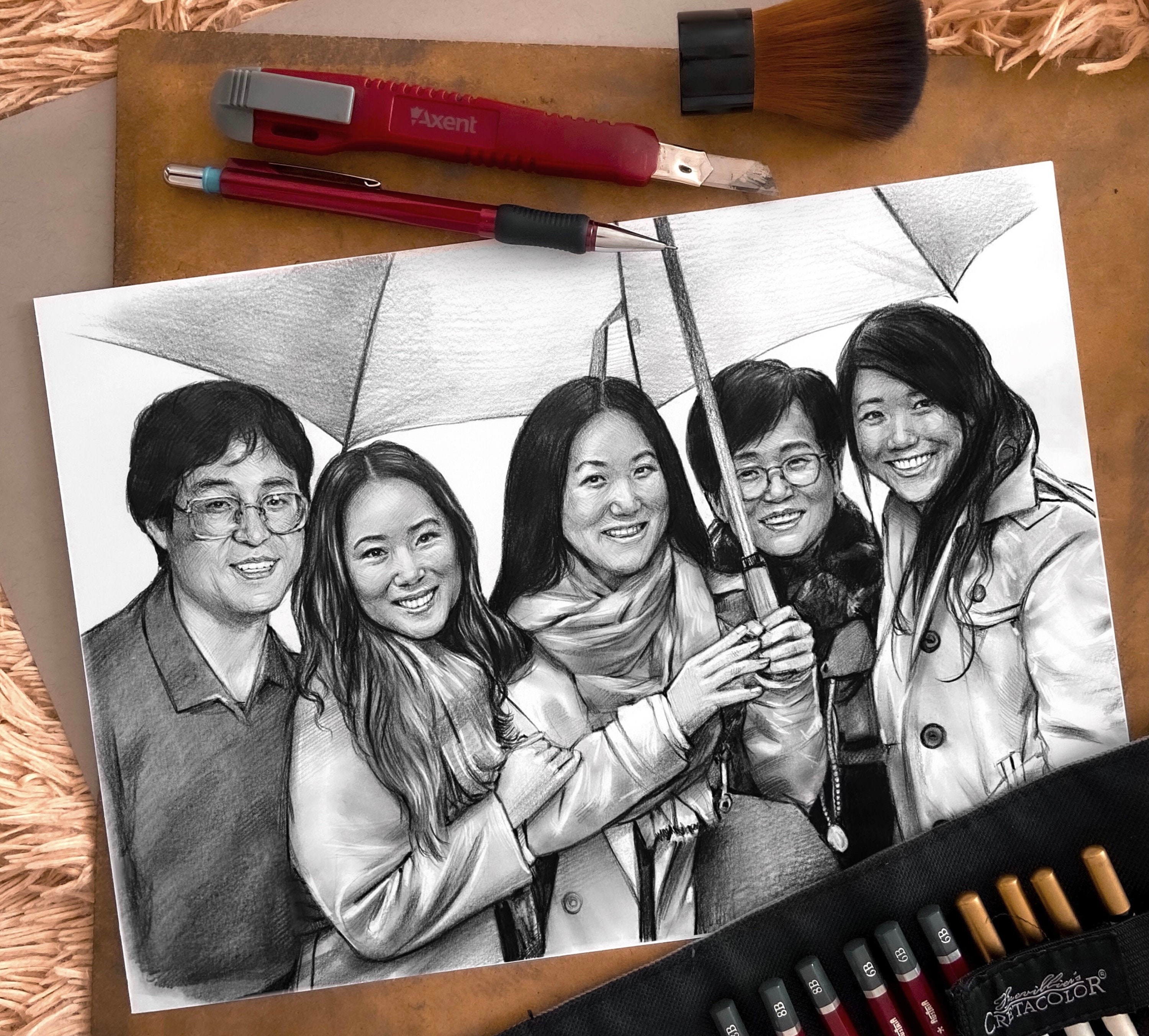 Anniversary Gift Custom Family Portrait Birthday Gift for - Etsy