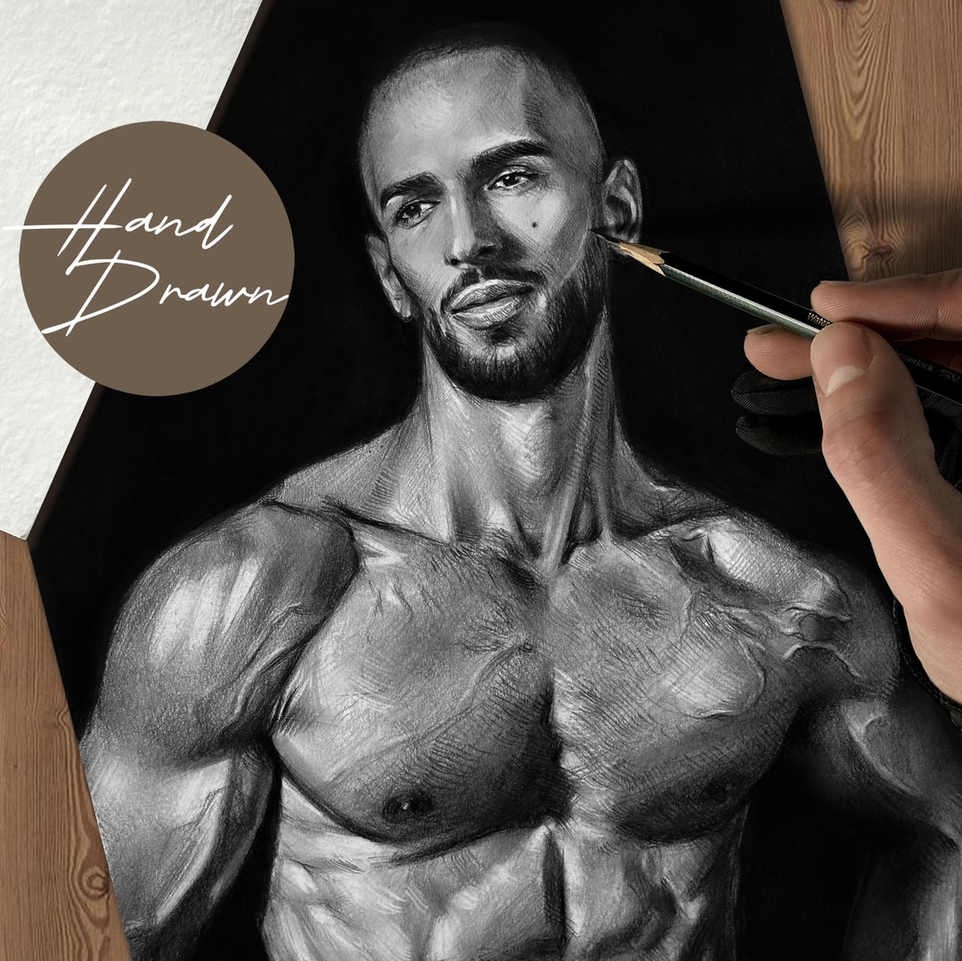 Hand Drawn Graphite Portrait: Custom Male Sketch Art Gift - Etsy