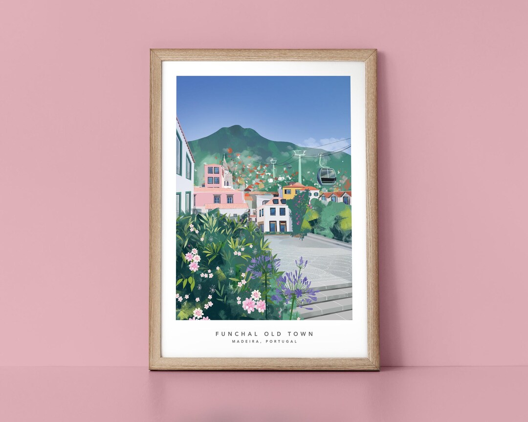 Funchal Madeira Portugal Text Version. Portuguese Old Town Travel Print ...