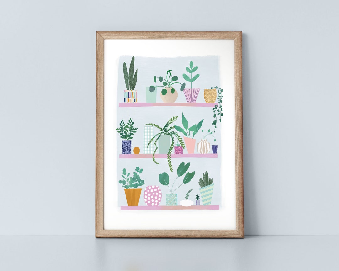 Colourful Plant Shelfie Print, Scandinavian Style Nordic Wall Art Print ...