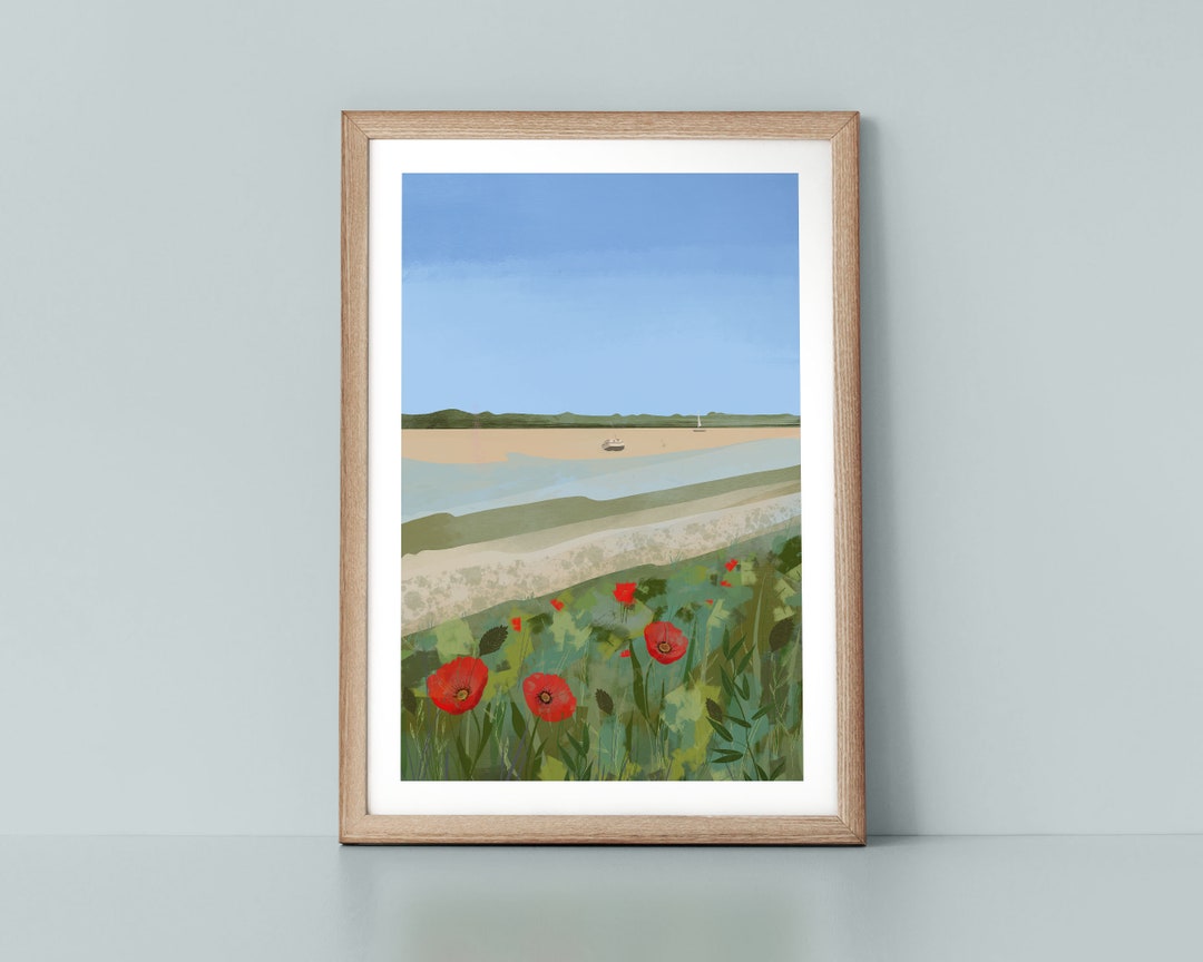 Norfolk in Spring English Costal Print With Flowers and Calming Water ...