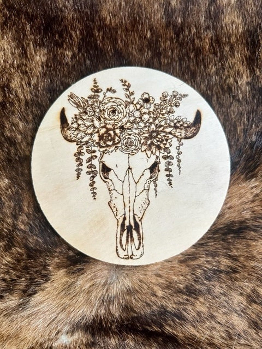 Wood Burned Skull and Florals Wall Hanging - Etsy