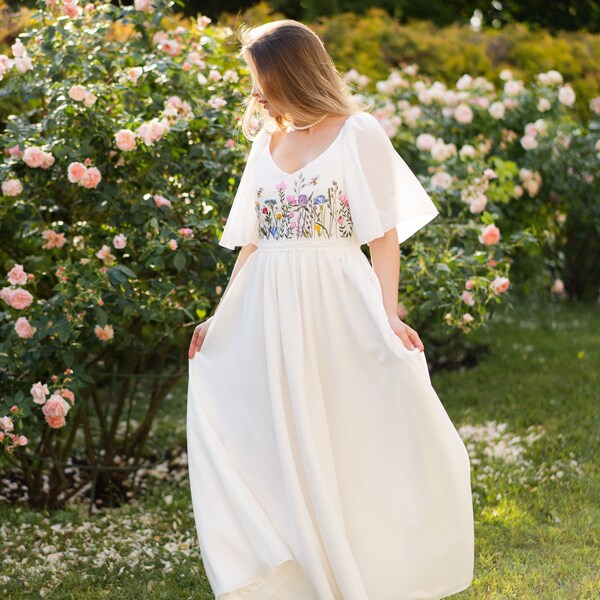 Embroidered Floral Dress - Etsy