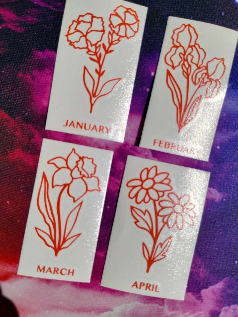 Birthday Month Flower Car Decal, Personalized Handmade Vinyl Sticker ...