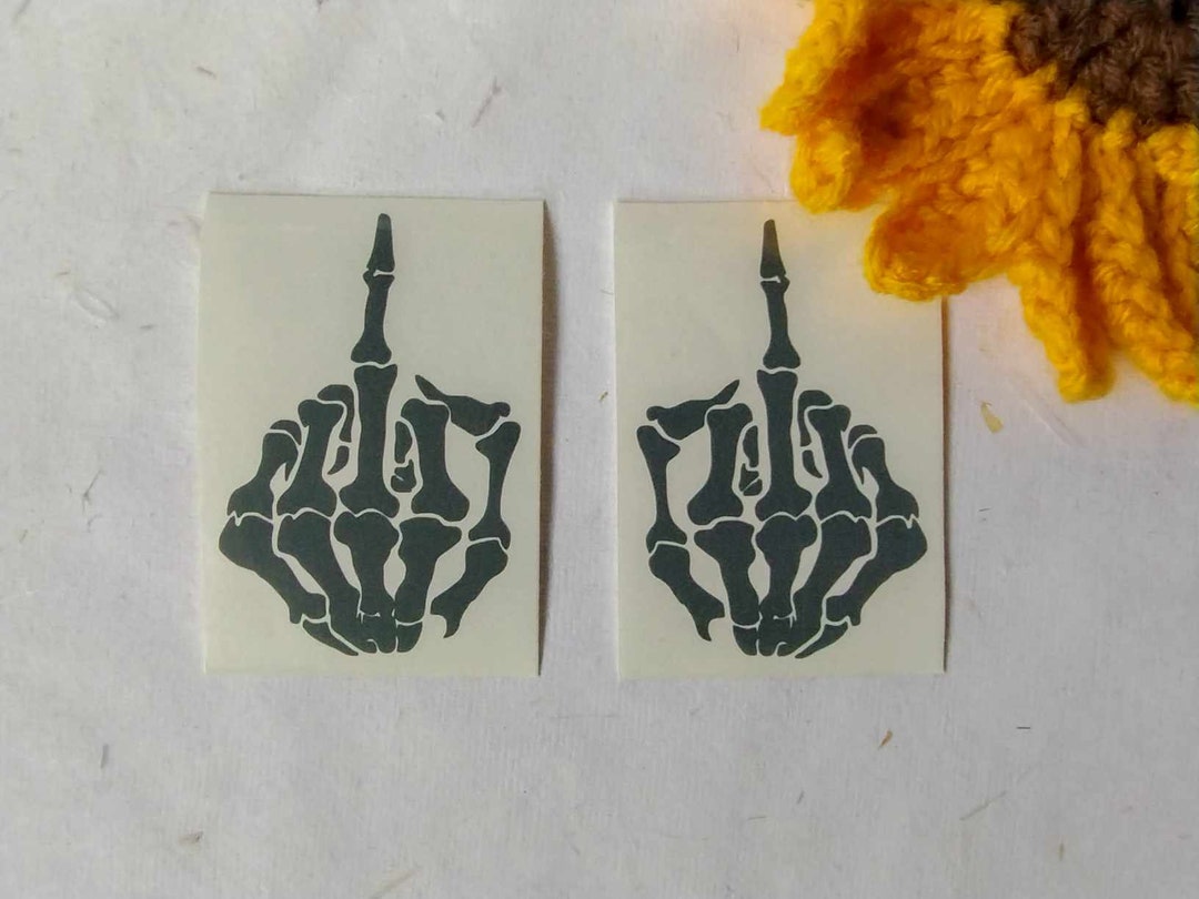 Skeleton Middle Finger Car Decal, Set of 2 Decals, Handmade Vinyl ...
