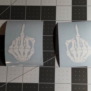 Skeleton Middle Finger Car Decal, Set of 2 Decals, Handmade Vinyl ...