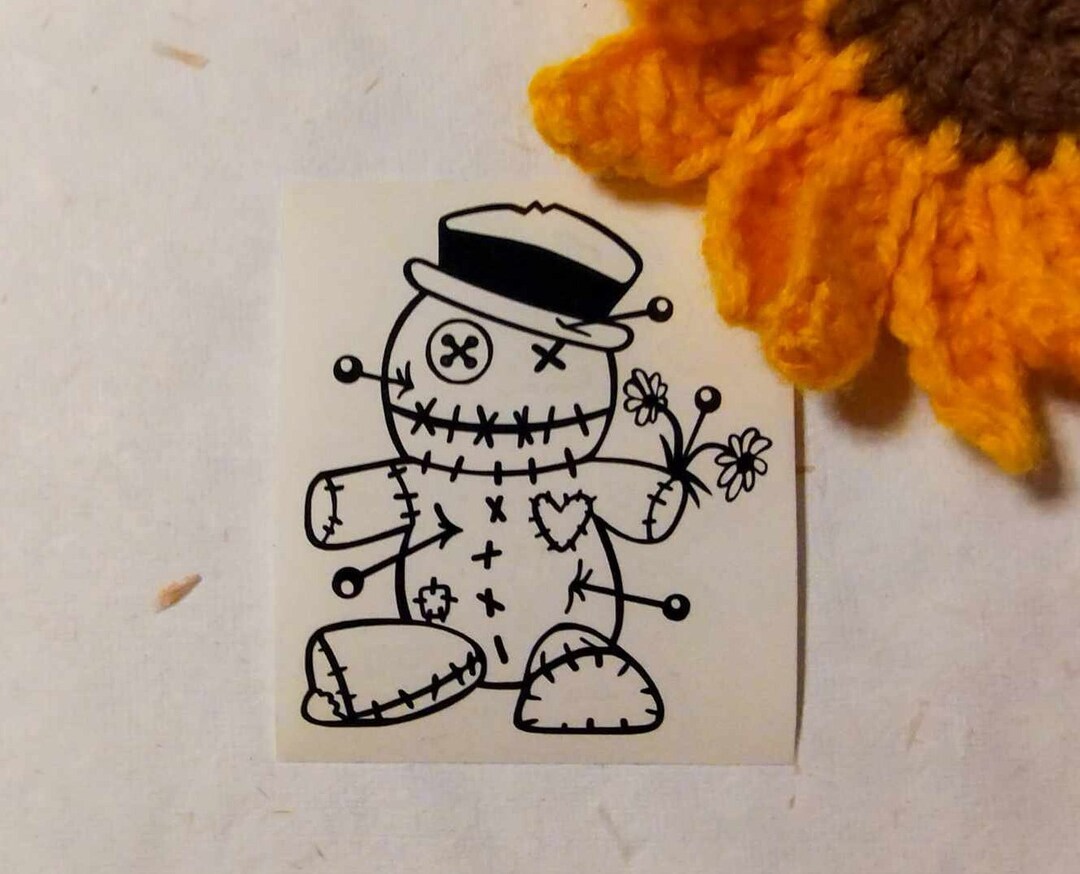 Top Hat Voodoo Doll Car Decal, Handmade Vinyl Bumper Sticker, Laptop ...