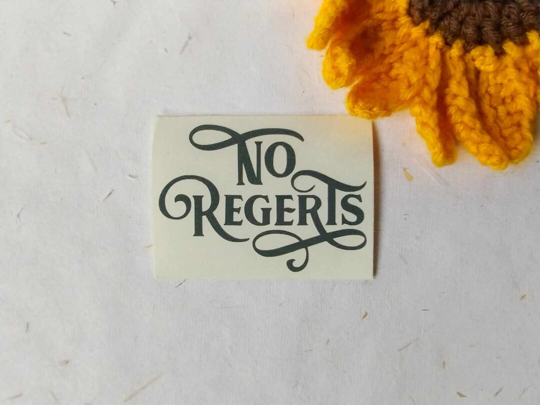 No Regrets Funny Car Decal, Handmade Vinyl Bumper Sticker, Laptop Decal ...