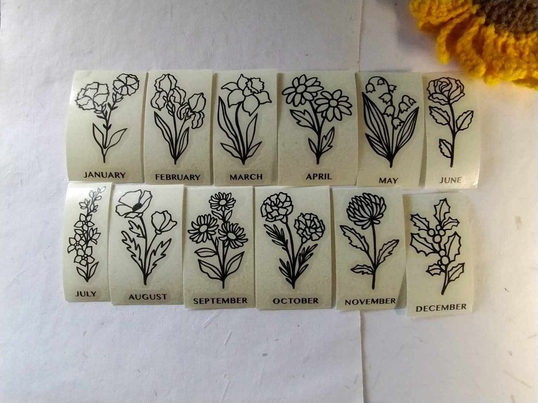 Birthday Month Flower Car Decal, Personalized Handmade Vinyl Sticker ...