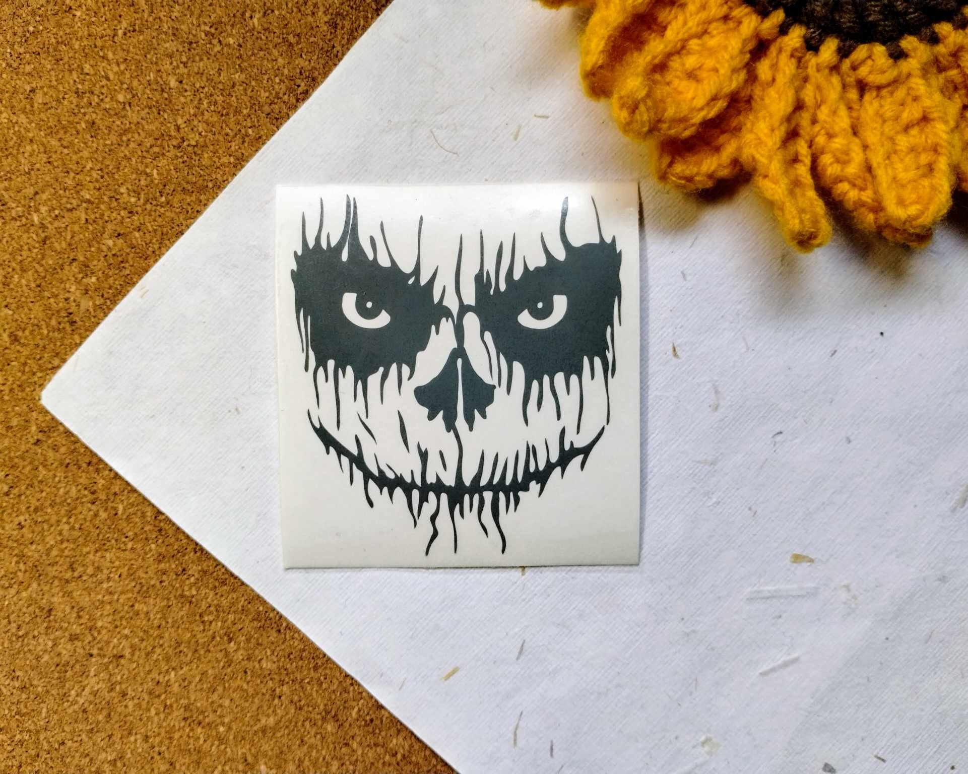 Scary Face Car Decal, Handmade Vinyl Bumper Sticker, Laptop Decal ...