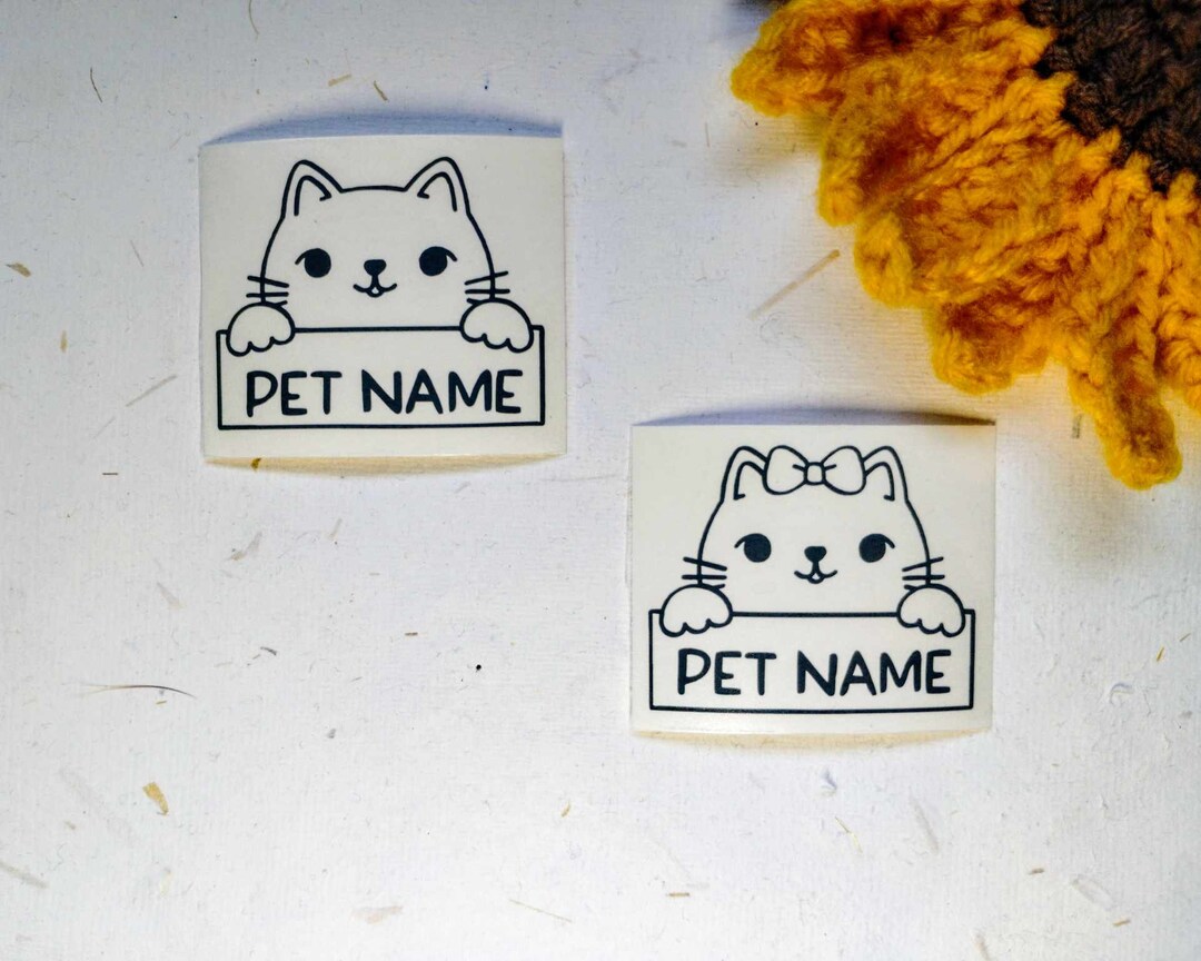 Kawaii Cat Personalized Name Decal, Handmade Vinyl Bumper Sticker ...