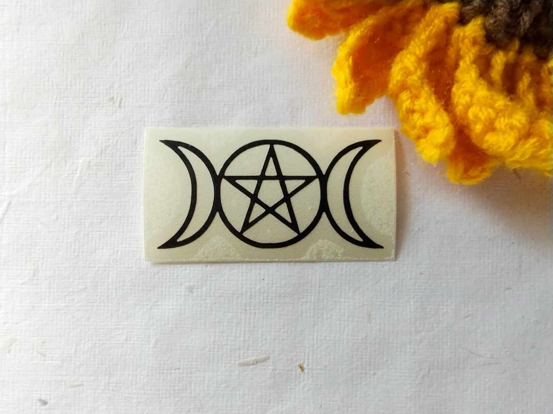 Pentagram Triple Moon Goddess Car Decal, Handmade Vinyl Bumper Sticker ...