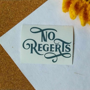 No Regrets Funny Car Decal, Handmade Vinyl Bumper Sticker, Laptop Decal ...