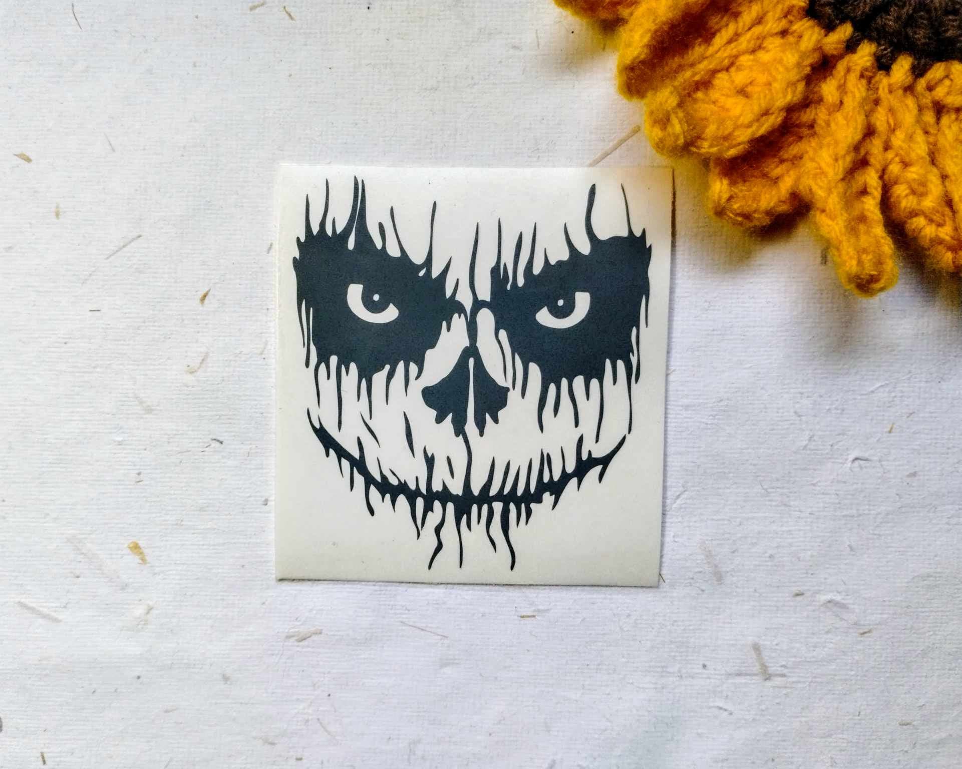 Scary Face Car Decal, Handmade Vinyl Bumper Sticker, Laptop Decal ...