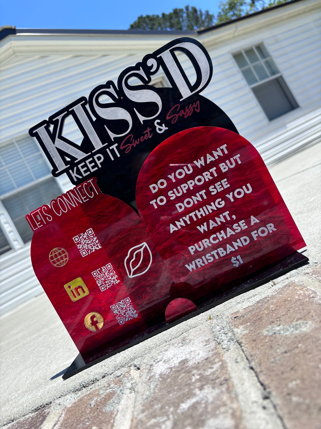 Acrylic Payment Sign, Lets Connect Sign, Lets Get Social, Business ...