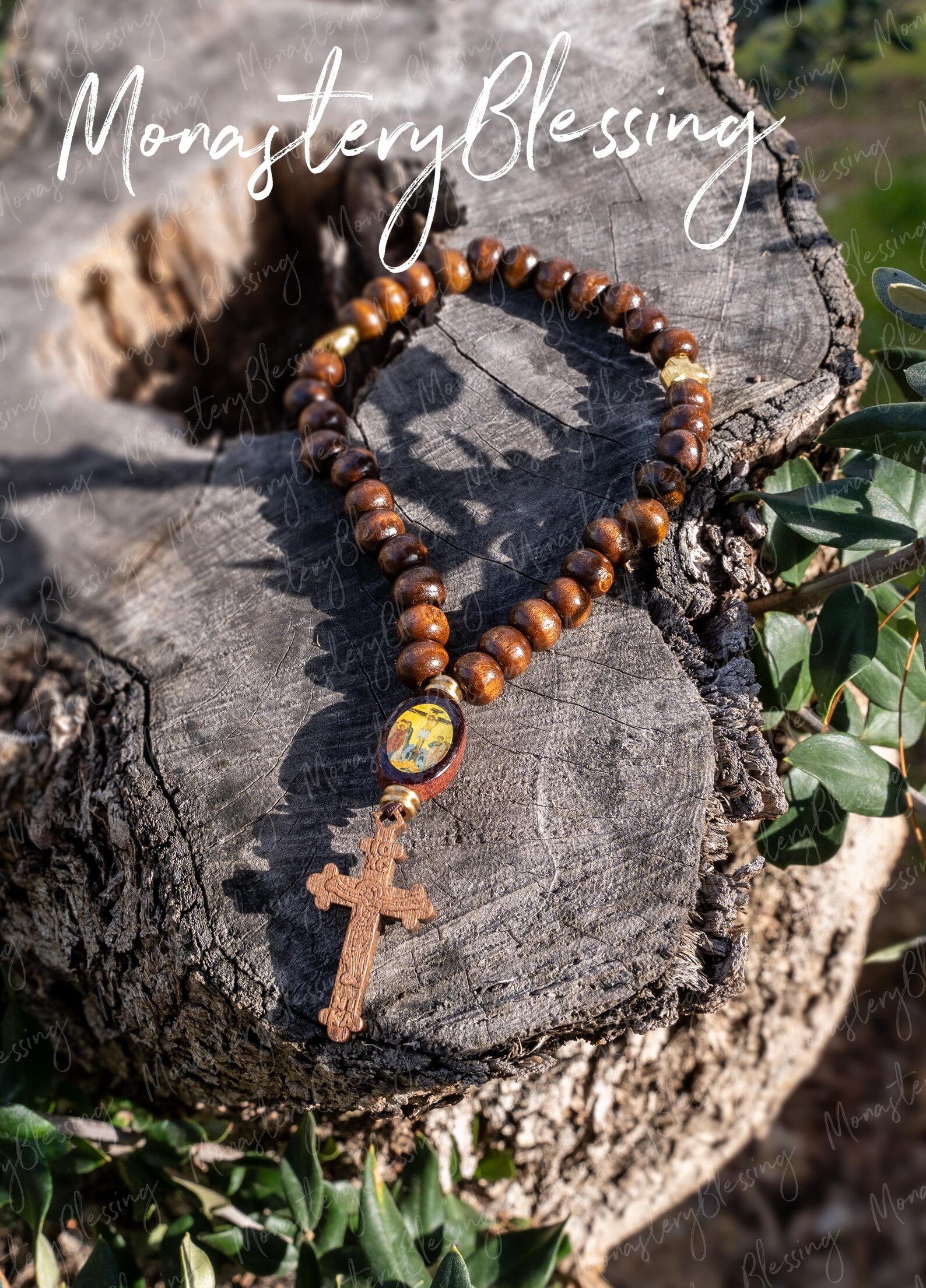 Wooden Beaded Prayer Rope Prayer Beads Jesus Crist Panagia St George ...