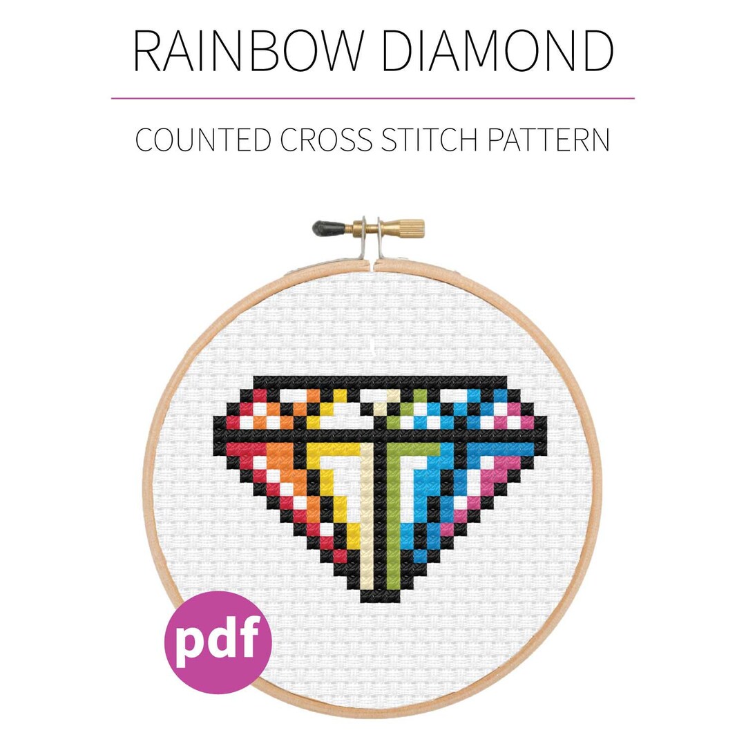 Rainbow Diamond Cross Stitch Pattern PDF | Embroidery Pattern Download ...