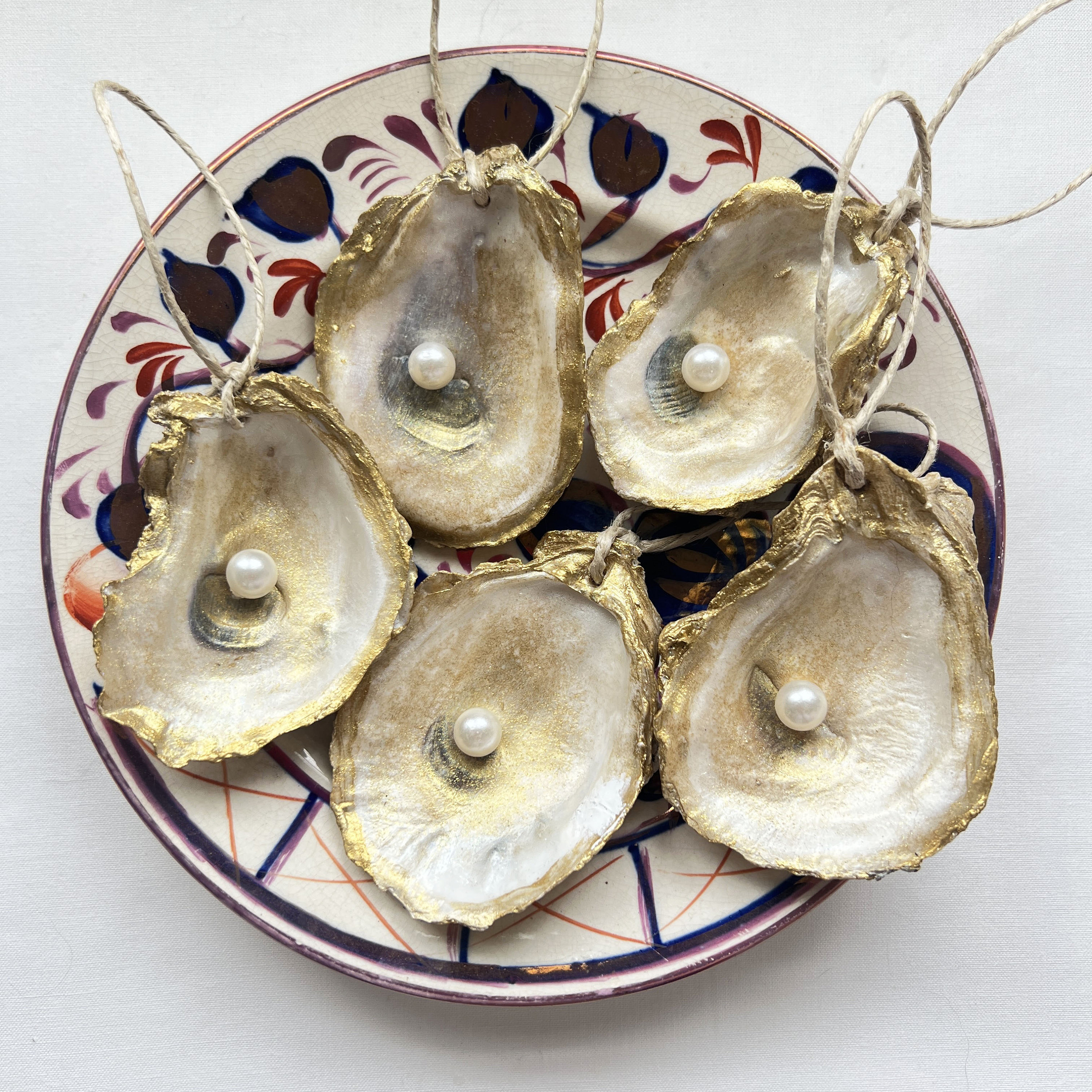 Decorative Oyster Shell Ornament | Metallic Gold With Pearl | Mermaid ...