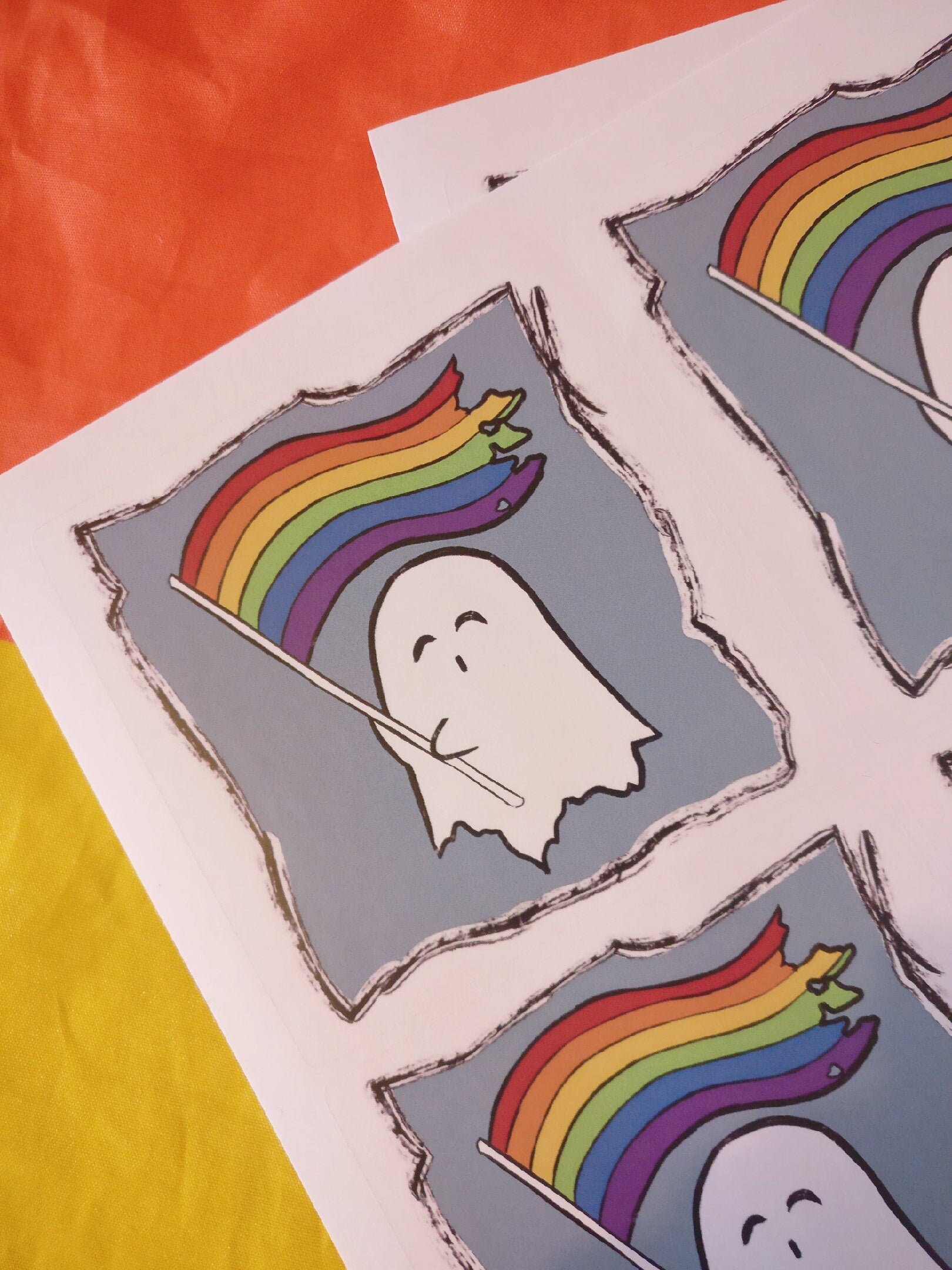 Pride Tiny Ghost Rainbow Flag Sticker - Etsy UK