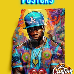50 Cartoon Style Designs, Famous Rappers AI Bundle, Prints, Posters ...