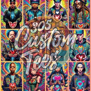 50 Cartoon Style Designs, Famous Rappers AI Bundle, Prints, Posters ...