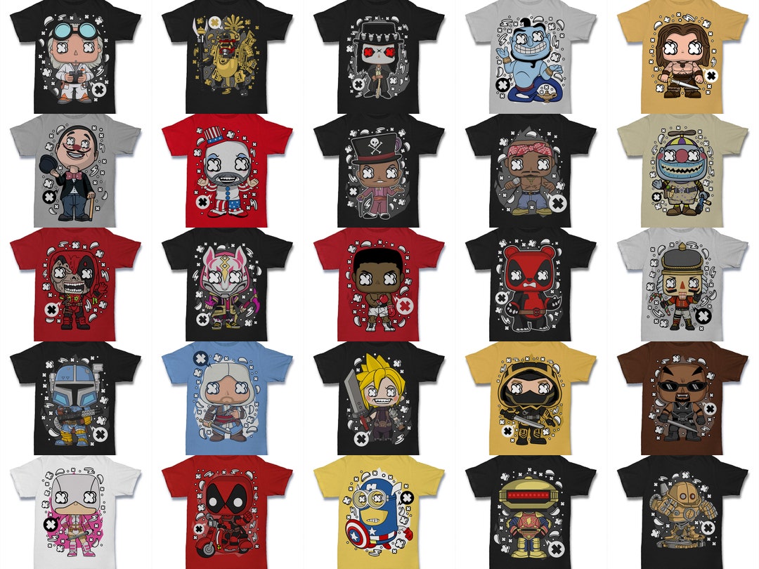 100 Pop Culture Funko Designs, Sublimation, DTF, DTG, Png, Cartoon ...